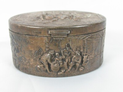 Vintage Zilpla 90 Silverplate Relief Trinket Box Dutch Farm Workers ...