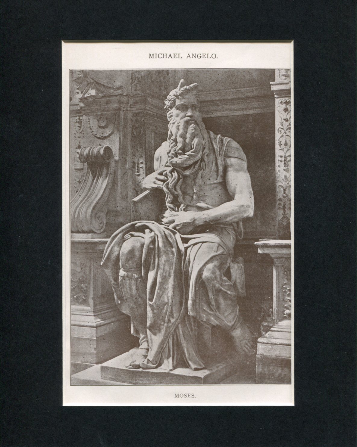 Moses Michael Angelo Sculpture Original Book Engraving Photo Displaay ...