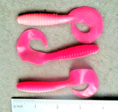 20ct PINK & WHITE MIX 4" Wide Curly Tail GRUBS Bass Fishing Lures ...