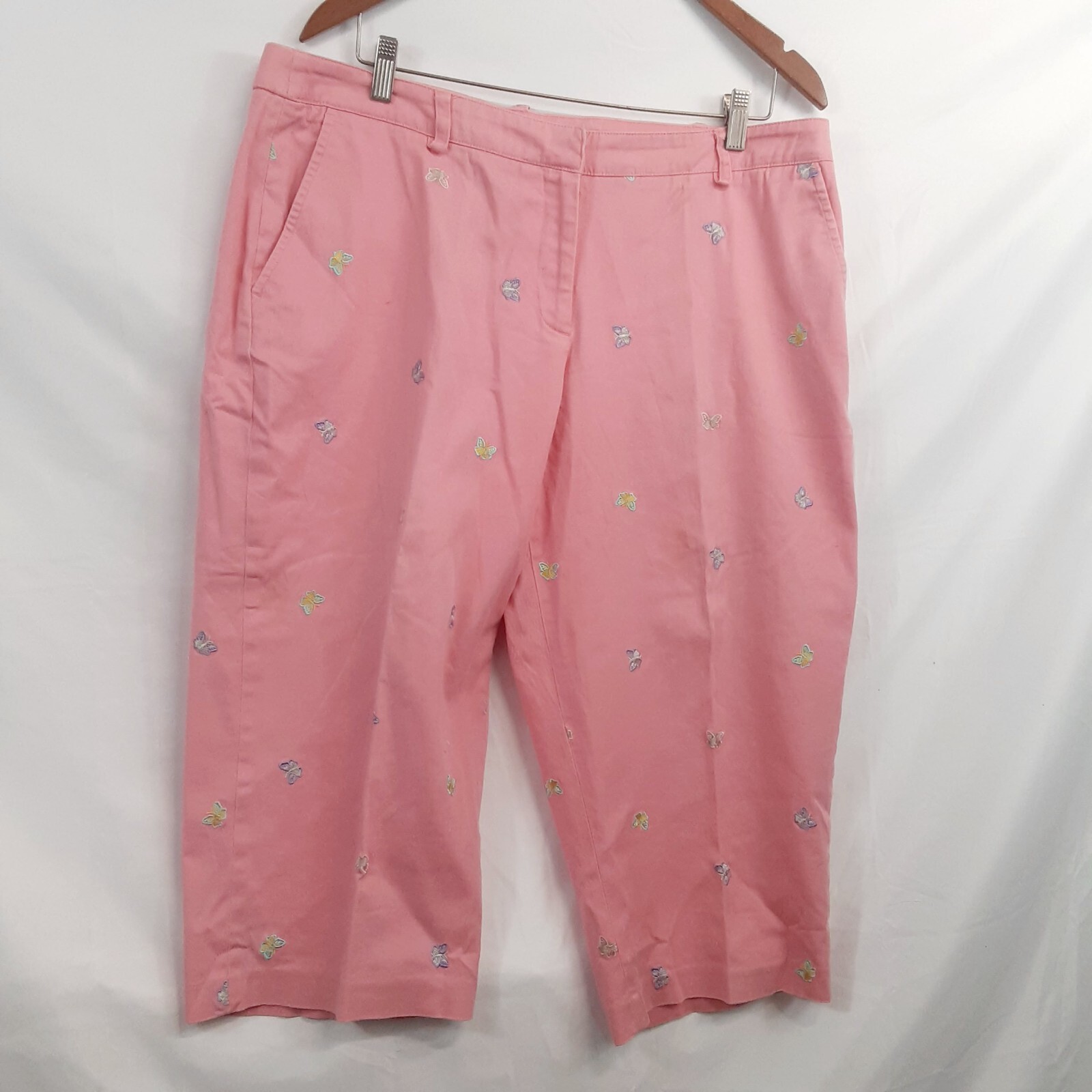 Classic Elements Women Capri Pants 16P Pink Denim Stretch Tapered ...