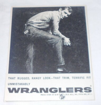 1964 WRANGLERS blue jeans ad ~ That Rugged, Rangy Look | eBay
