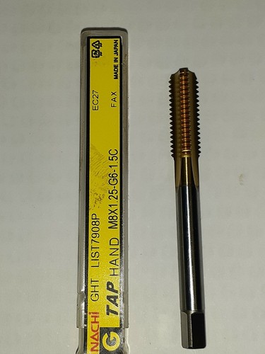 8mm HSS TiN Coated threading hand Tap M8 x 1.25 Bottom RH. Nachi G6-1 ...