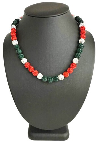 Orange Green Crystal Bling Disco Ball Beaded Baseball Necklace Miami ...