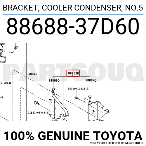8868837D60 Genuine Toyota BRACKET, COOLER CONDENSER, NO.5 88688-37D60 ...
