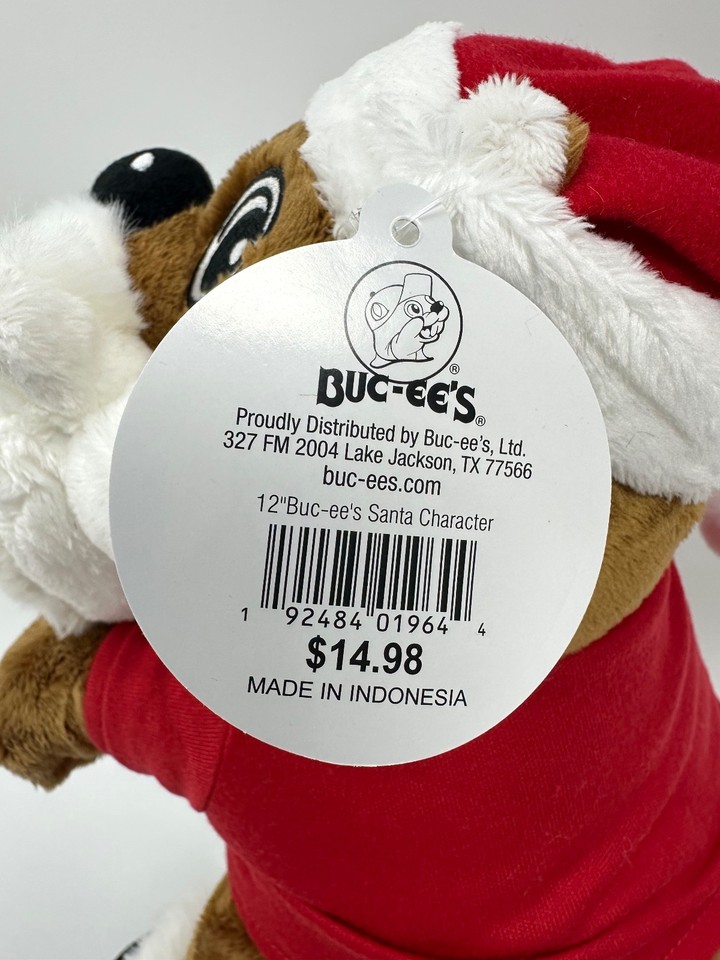 NWT Buc-ee's Santa Beaver Holiday Christmas Hat 10" Plush Stuffed ...