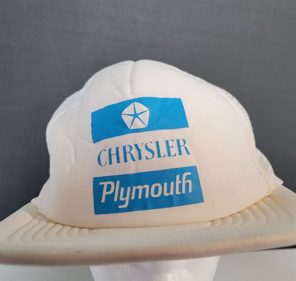 Chrysler Plymouth White Mesh Cap Hat Automobile Car Vintage Snapback ...
