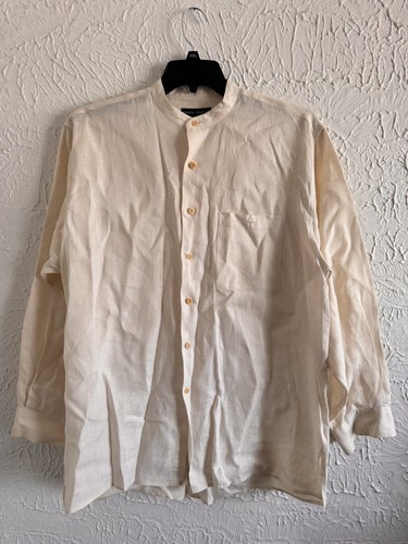 Mark Shale Shirt Men's Off White Linen Button Down Long Sleeve ...