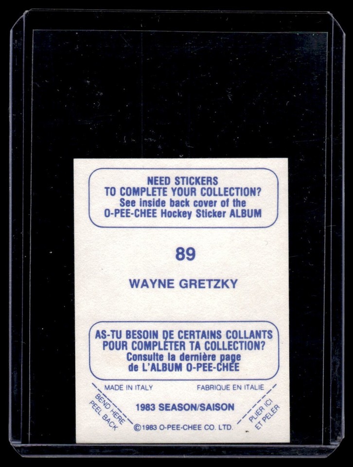 1983-84 O-Pee-Chee Stickers Wayne Gretzky Edmonton Oilers #89 | eBay