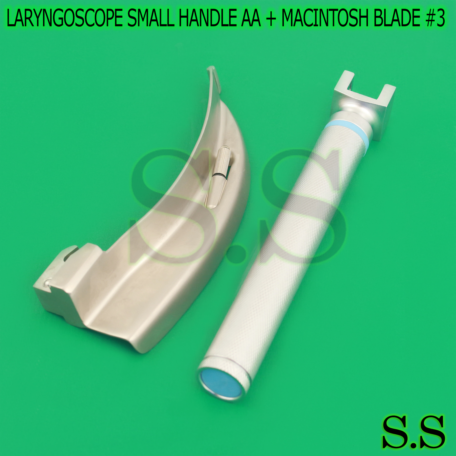 LARYNGOSCOPE SMALL HANDLE AA + MACINTOSH BLADE #3 ENT INTUBATION ...