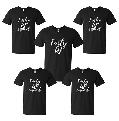 Mens V-neck Forty AF SQUAD Shirts 40th Birthday T-Shirts Turning 40 ...
