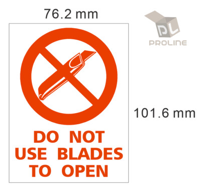 1 Roll 500 Labels 3x4 Do Not Use Blades To Open Warning Stickers | eBay