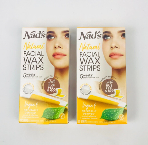 Nad's Natural Facial Wax Strips For Hair Removal Vegan 30ct - Lot of 2 | eBay