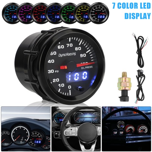 2" 52mm Digital & Pointer 7 Color LED 0-100 Psi Oil Pressure Gauge ...