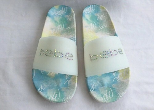 Bebe Sandals Women's Size 9M Tie-Dye Clear Rhinestone Slides | eBay