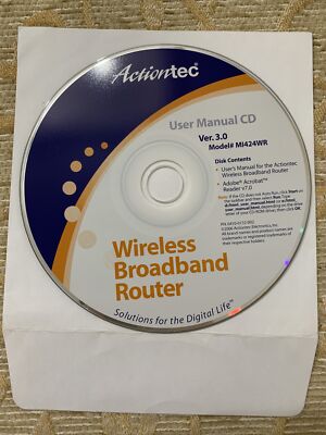 Actiontec Wireless Broadband Router MI424WR ver.3 User Manual CD | eBay