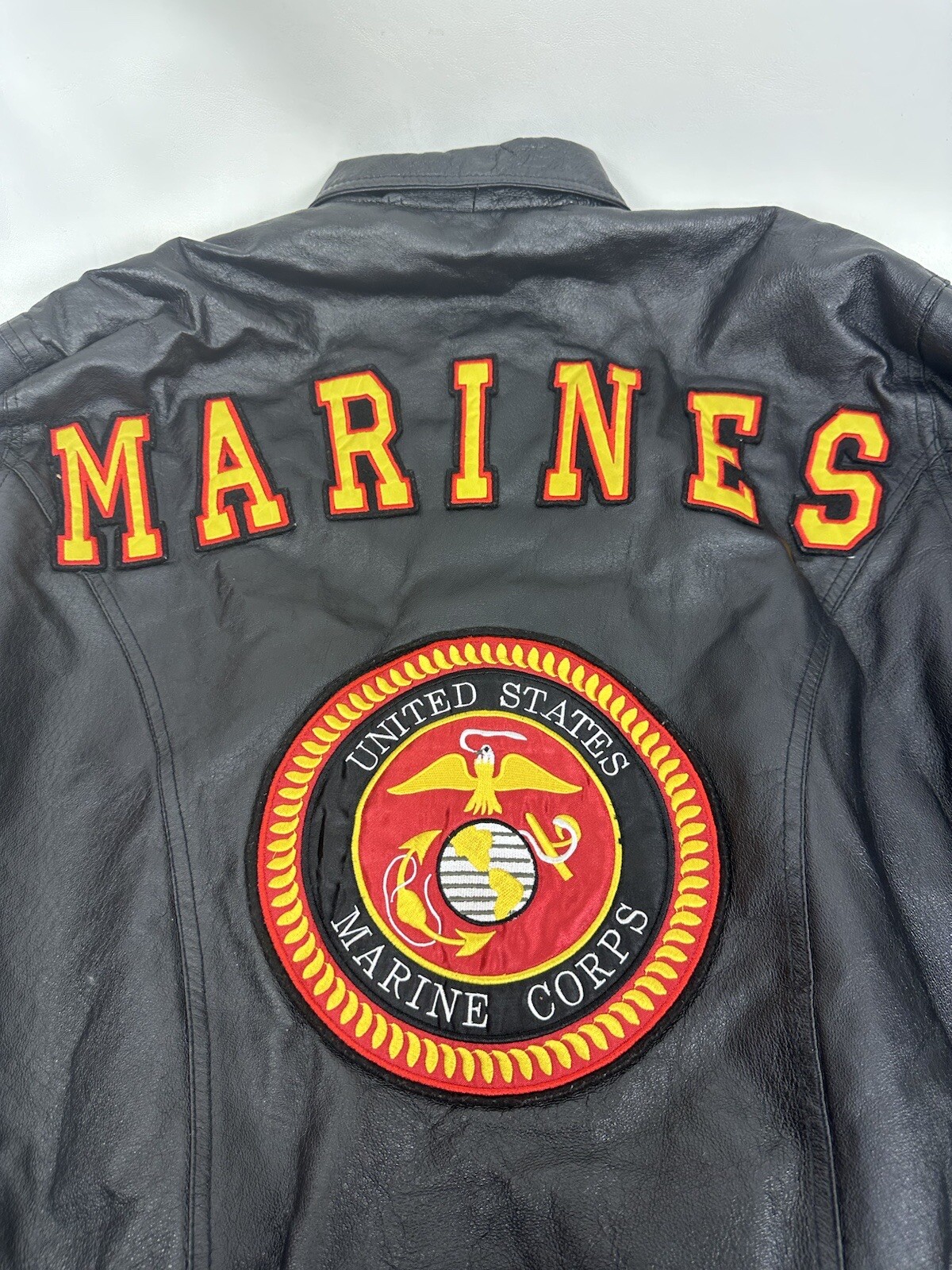 USA Leather USMC Marine Corps Black Leather Bomber Ja… - Gem