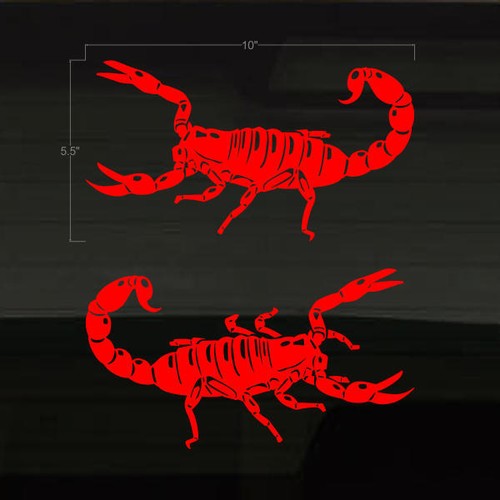 Scorpion Scorpions Set of 2 RED Color Vinyl Decals Stickers 10" x 5.5 ...
