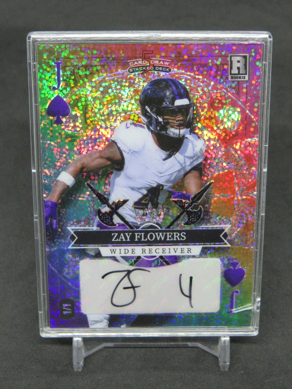 2023 WILD CARD ZAY FLOWERS RC 5 CARD DRAW 1/1 AUTO BALTIMORE RAVENS NQ ...