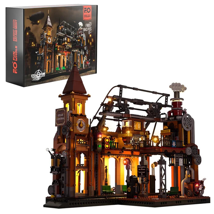 Steampunk Train Sets Crocodile Locomotive Train Building Kit,Retro