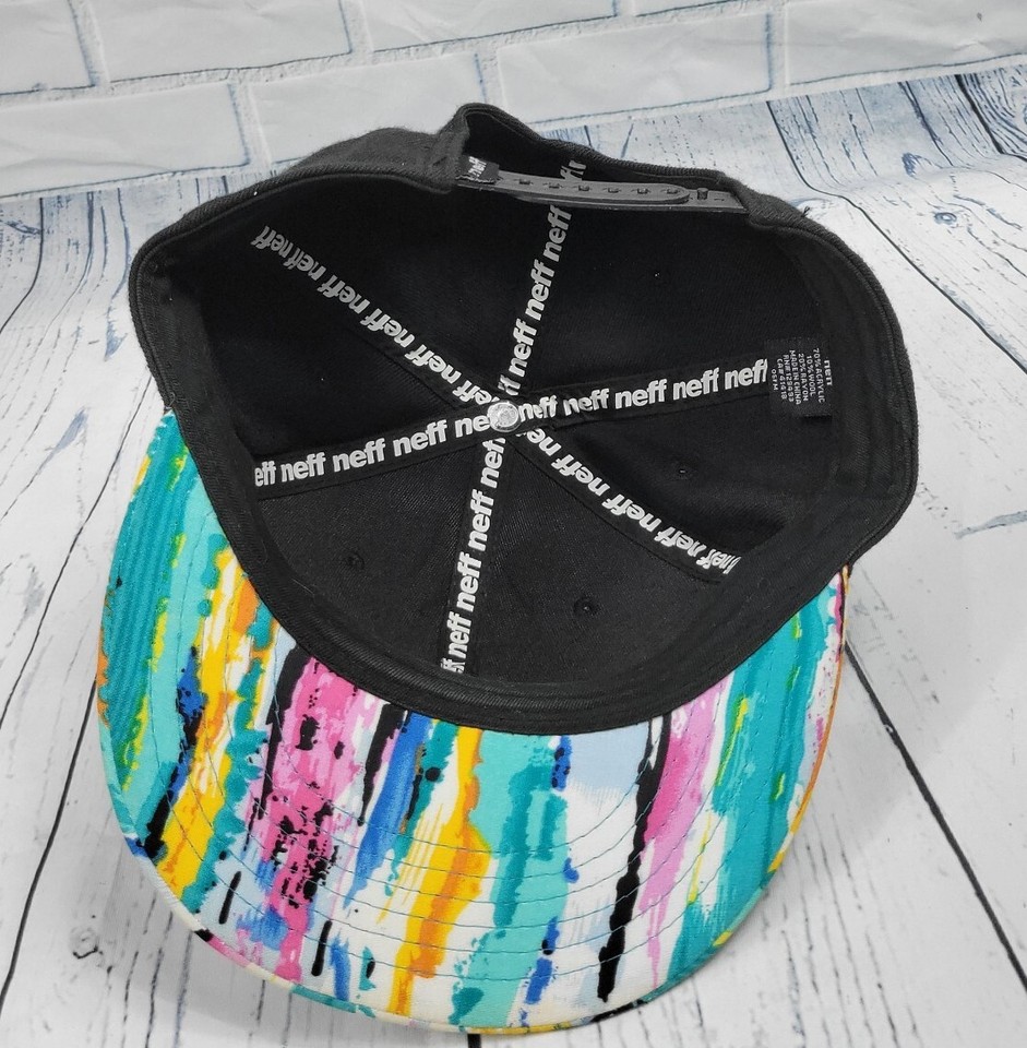 Neff Fresh Hat Logo Embroidered Multicolored Flat Bill SnapBack Cap ...