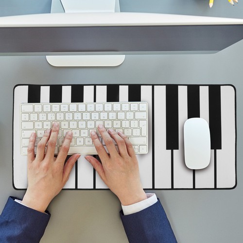 Piano Key Mouse Pad Excel Large Desk Protector Mat Black and White ...