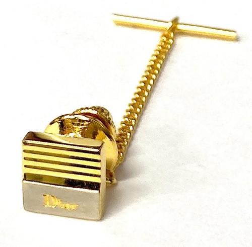Christian Dior Tie Tack Golden Used Item Square Lapel Pin Badge Gift ...