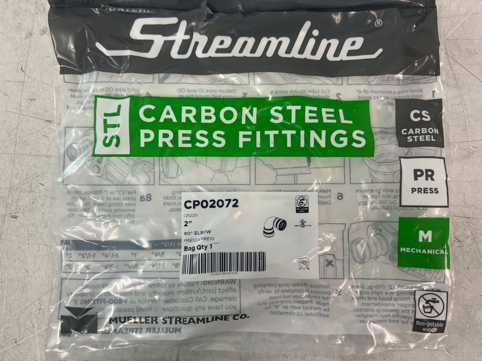 Streamline CP02072 2" Press x Press 90* Elbow Carbon Steel Fitting for ...