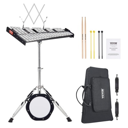 VEVOR 32 Note Glockenspiel Xylophone Bell Kit with Mallets, Stand ...