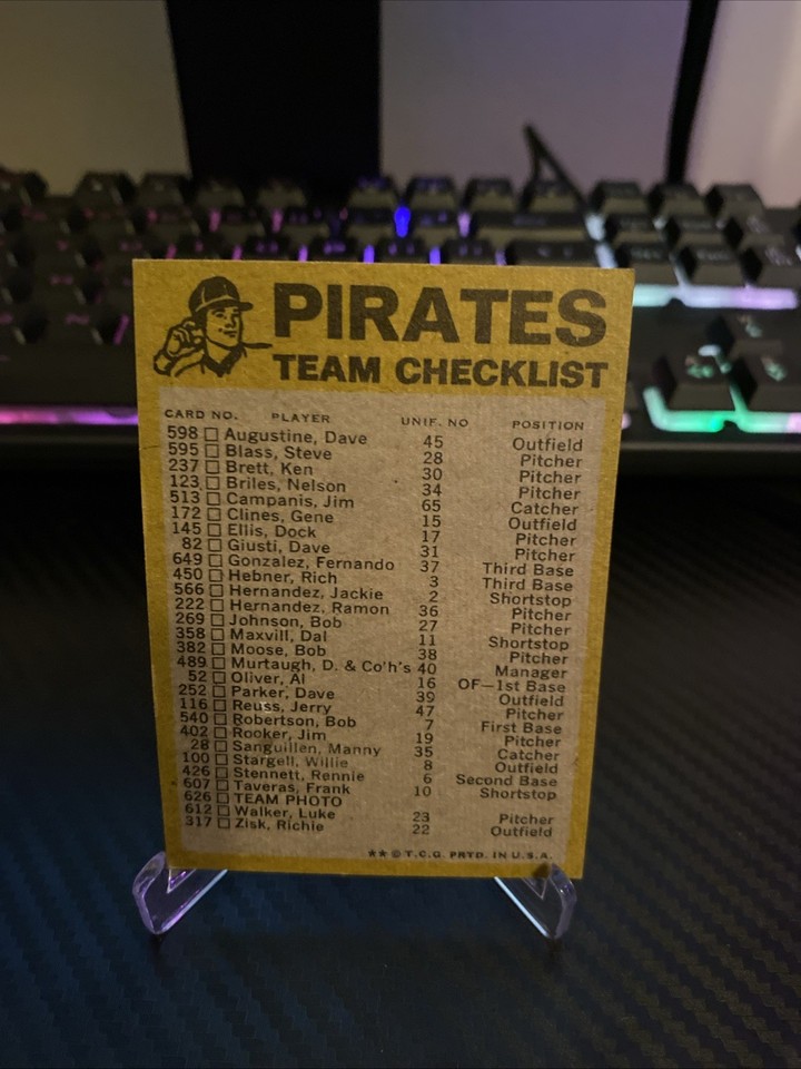 1974 Topps Pittsburgh Pirates Team Checklist | eBay