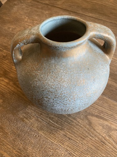 Harris Pottery of Chicago, IL Two-Handled Jug Turquoise/Copper w/ Label ...