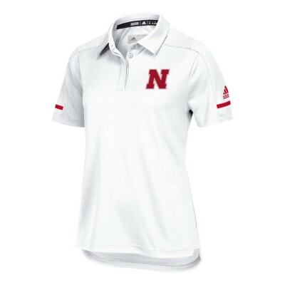 Nebraska Cornhuskers NCAA Adidas Women's 2018 Sideline White Polo Shirt ...