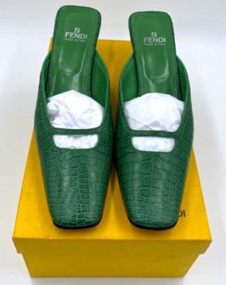 Fendi Matt Croco Green Mules Size 9 | eBay