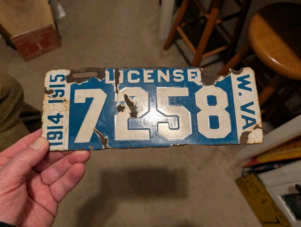 A+ LOT 8 WEST VIRGINIA PORCELAIN LICENSE PLATES TOPPER 1914 1915 1916 ...