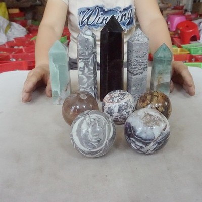 9.6LB 10 Natural Quartz Crystal Jasper Ball Point Mixed Stones Polished ...