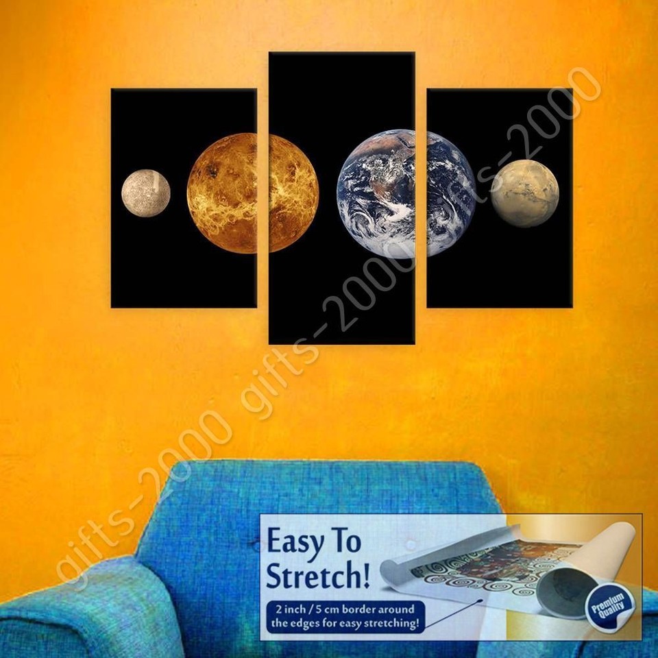 Planetary System Space by Split 3 Panels | Canvas (Rolled) | 3 Panels ...