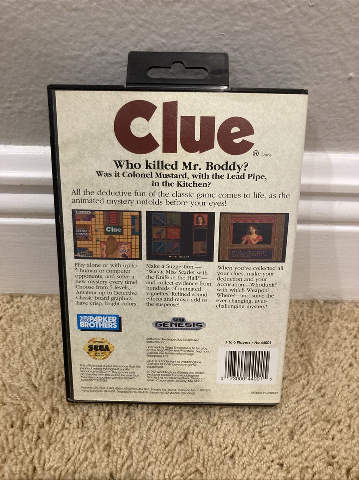 Sega Genesis Clue CIB Complete Game | eBay
