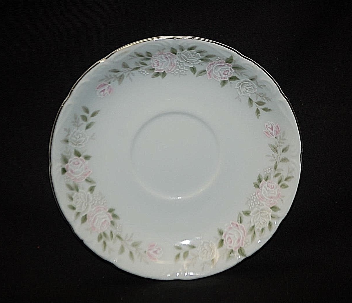 Sheffield Classic 501 Saucer Pink Roses on Rim Green Leaves | eBay