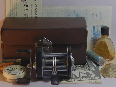 1940s' vintage ABU Record 2000 casting reel in leather case + extras ...