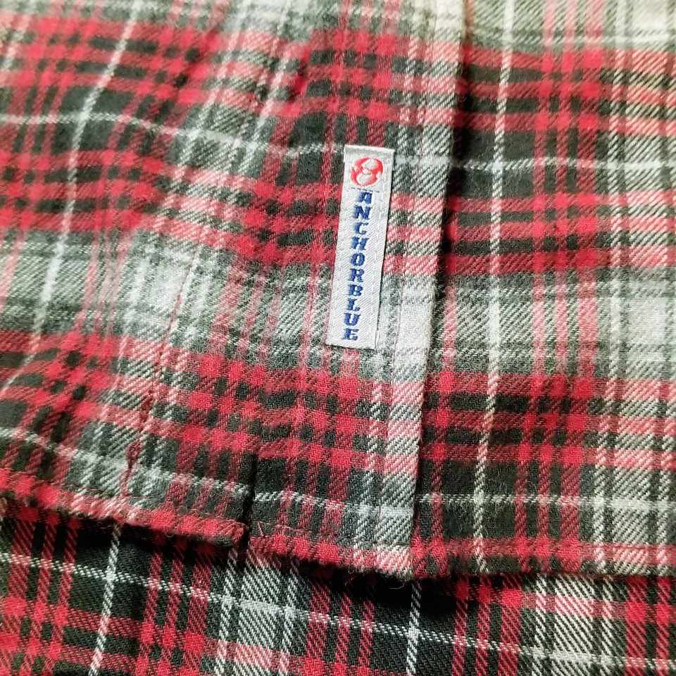 VTG Anchor Blue Flannel Shirt Mens M Red Buffalo Plaid Y2K 90 Grunge ...