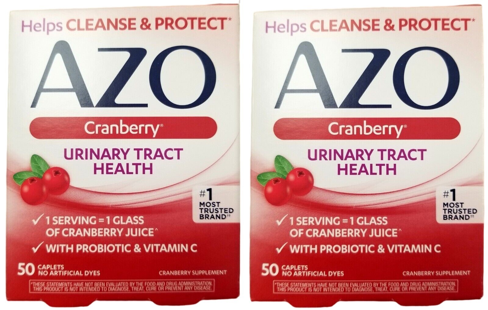 AZO URINARY TRACT HEALTH CRANBERRY 50 Caplets ( 2 PACK ) -- NEW LOOK ...