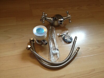 BASIN CROSS MIXER With pop up and waste | eBay UK