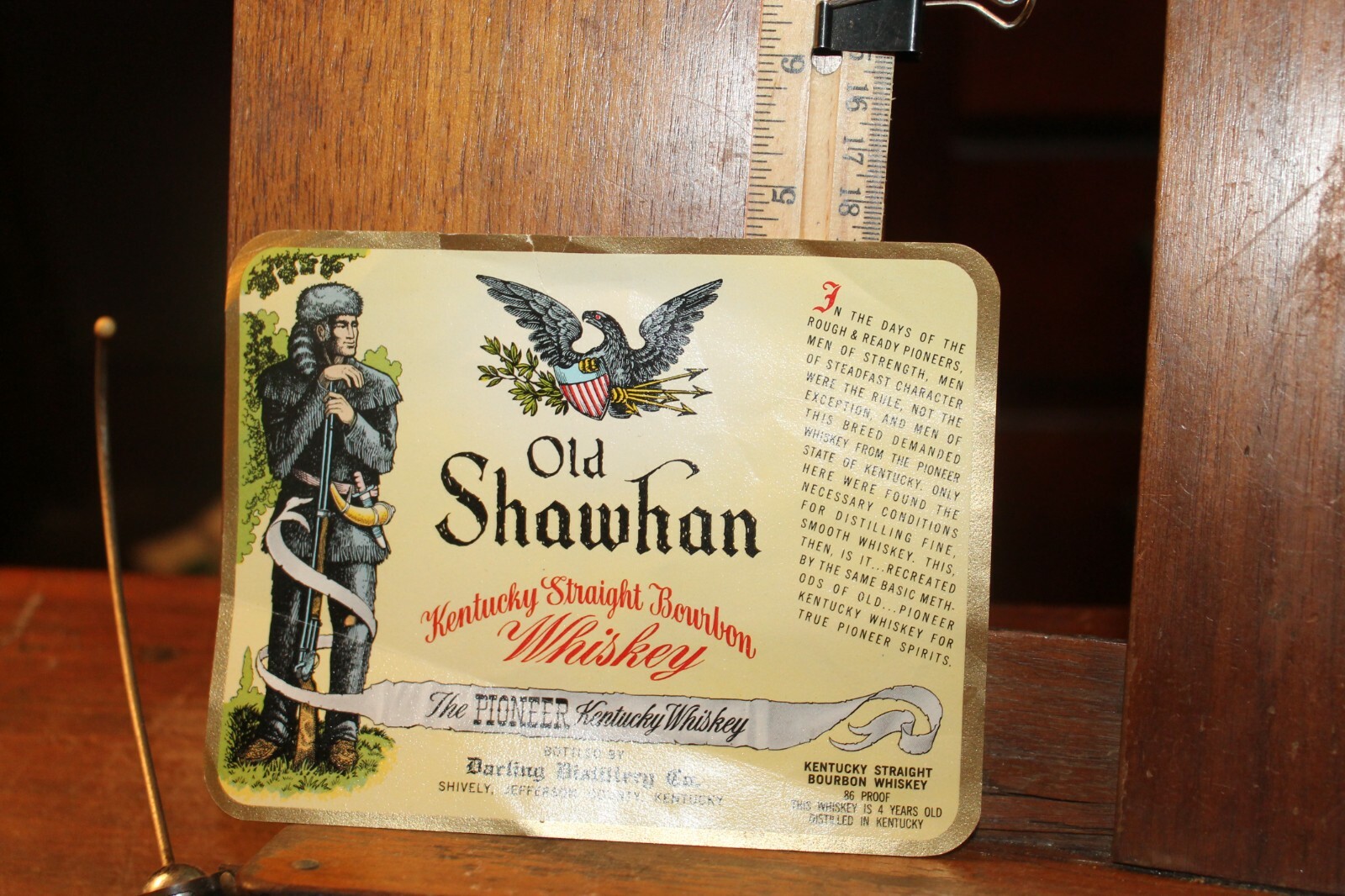 Vintage Old Shawhan Kentucky Straight Bourbon Paper Label Shively ...