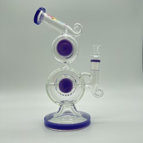 MOB 11"Hookah Water Pipe Dual Disc Chamber Recycle For Tobacco-Purple ...