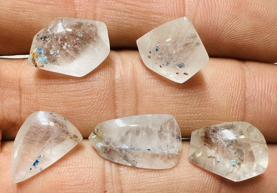 P-4 Paraiba Quartz Gilalite 37.10ct 5 stones Brazil Medusa Quartz free ...