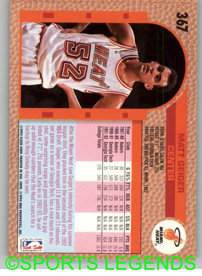 1992-93 Fleer NBA #367 Matt Geiger | eBay