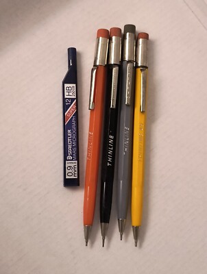 4 Scripto Thinline Mechanical Pencil Yellow, Black, Orange, & Grey New ...