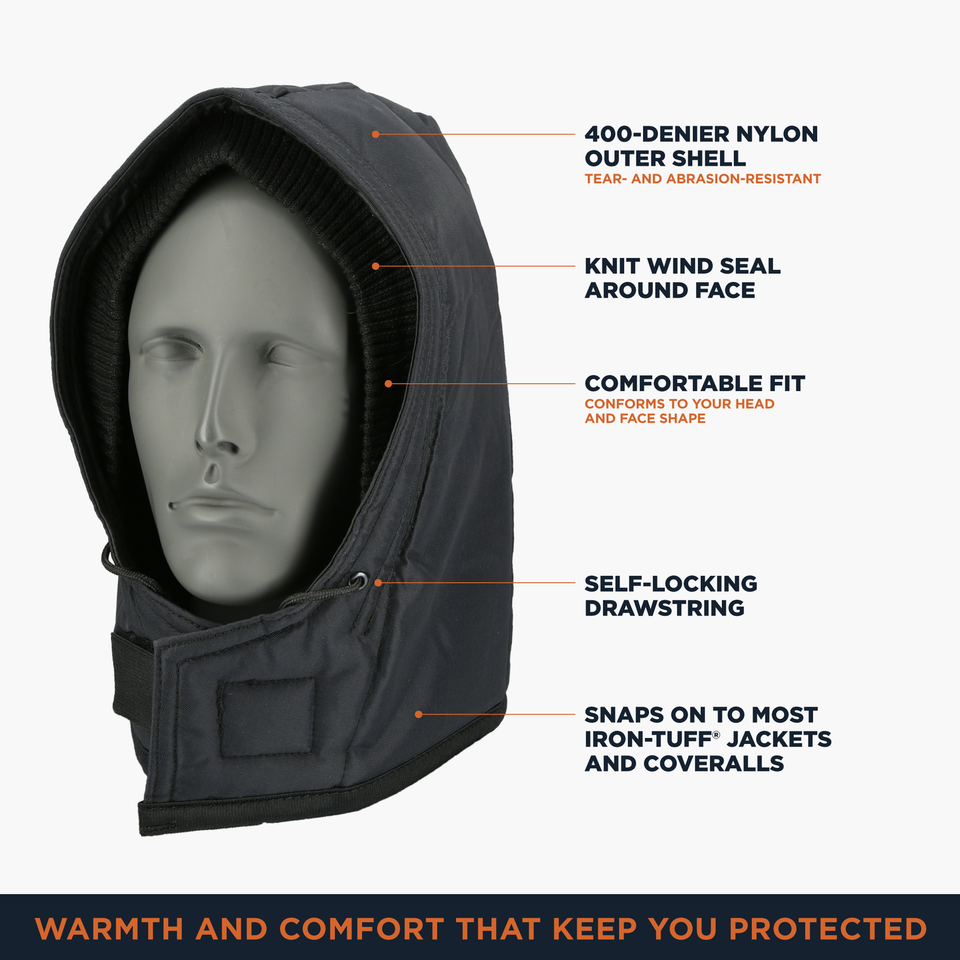 RefrigiWear Iron-Tuff Snap-On Hood Compatible with Iron-Tuff Jacket and ...