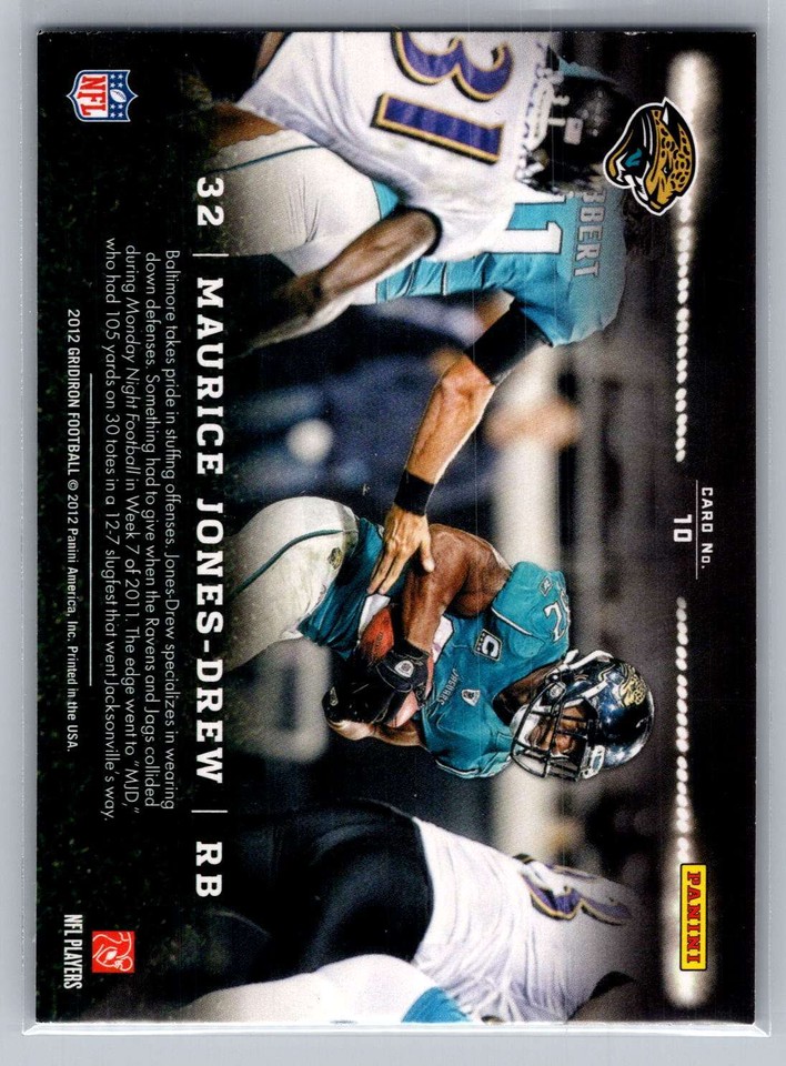 2012 Panini Gridiron #10 Maurice Jones-Drew Monday Night Heroes | eBay