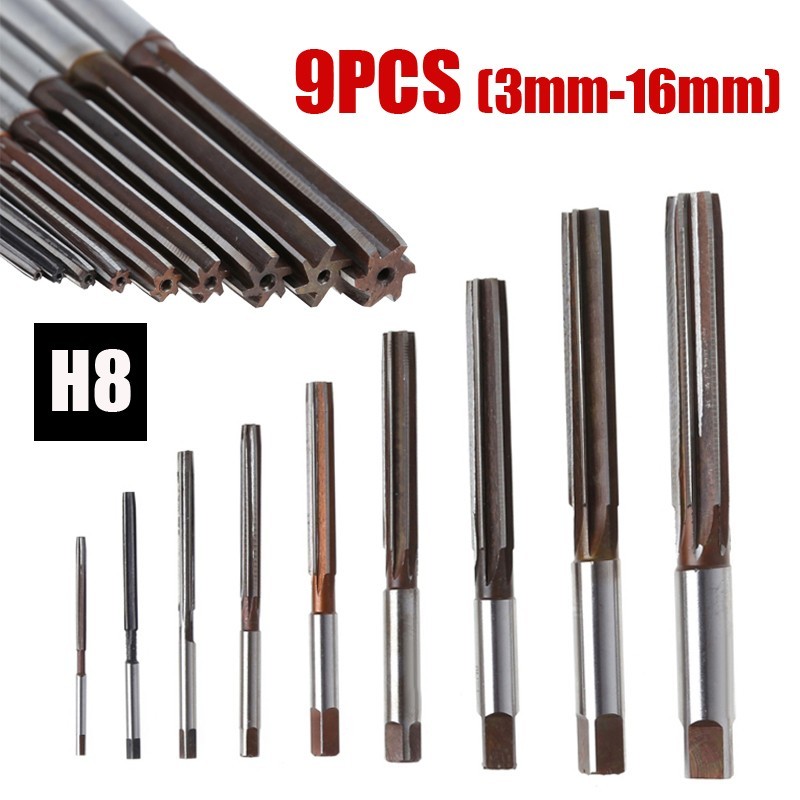 9 Pcs/Set Tool Hand Reamers H8 Chucking Straight Metal Reamer ...