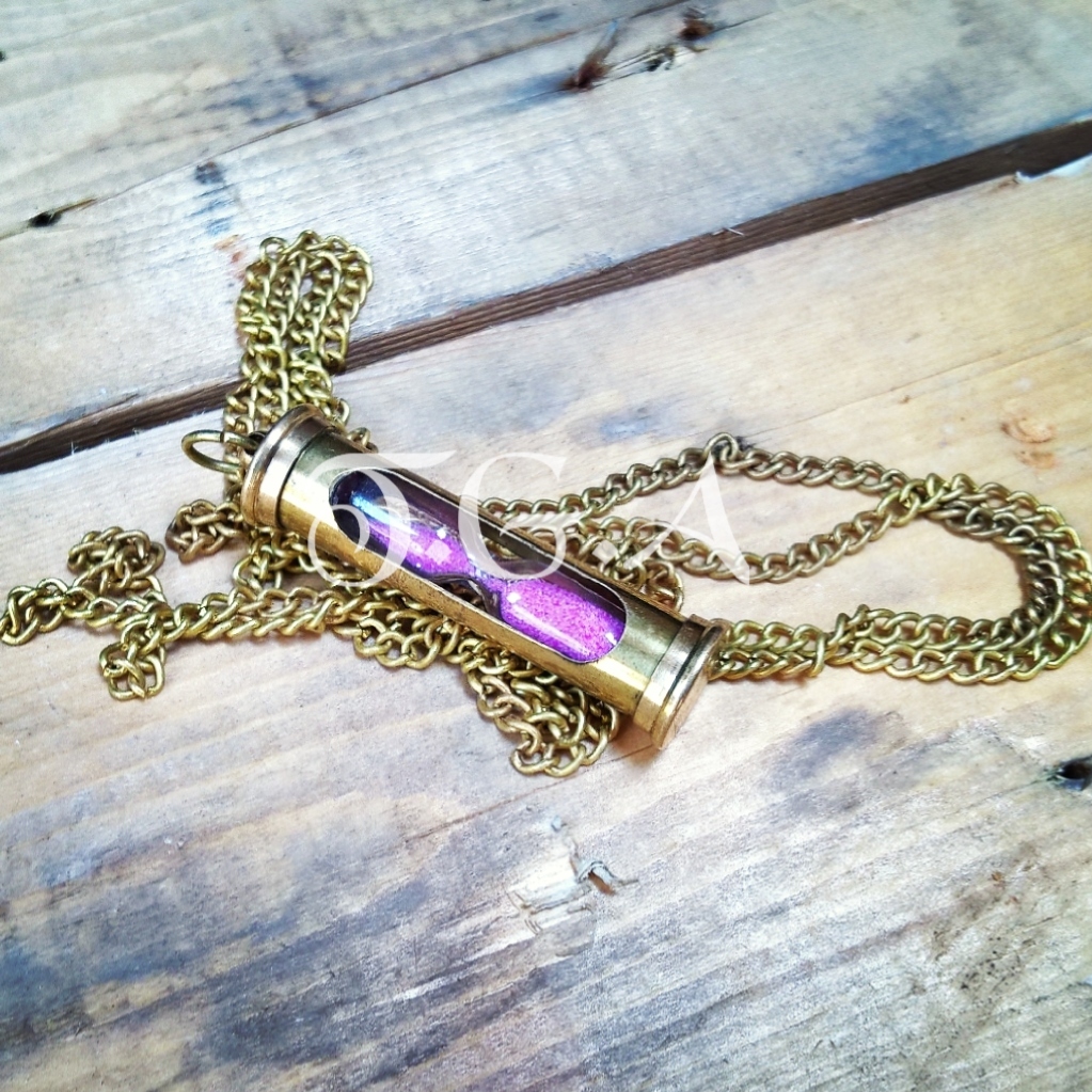 Antique Brass Sand Timer Necklace With Chain Pendant Collectible Item ...